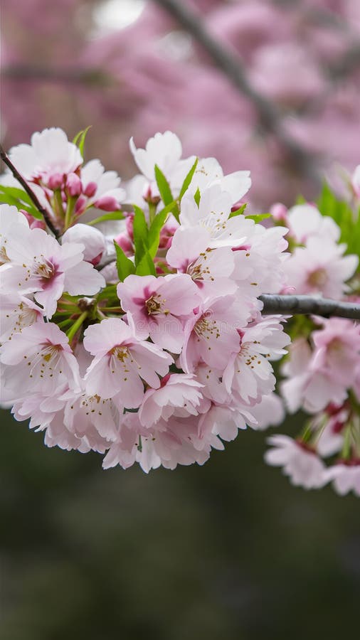 Cherry Blossom Backdrop Delicate Petals Adorn Tranquil Natural Setting ...