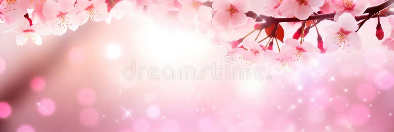 Cherry Blossom Bliss: a Stunning Springtime Banner, Generative AI Stock ...