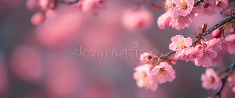 Cherry Blossom Branch. Cherry Blossoms Nature Banner Stock Illustration ...