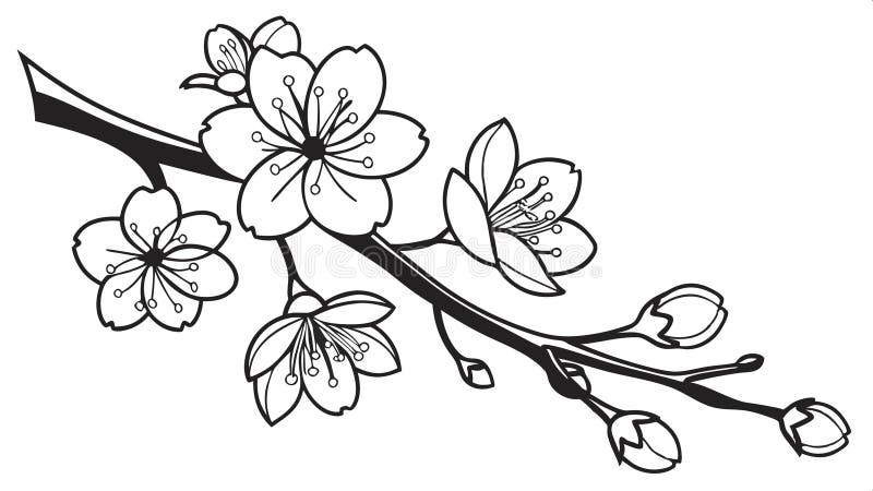 Cherry Blossom Branch Corner, Delicate Floral Frame Vector Design ...