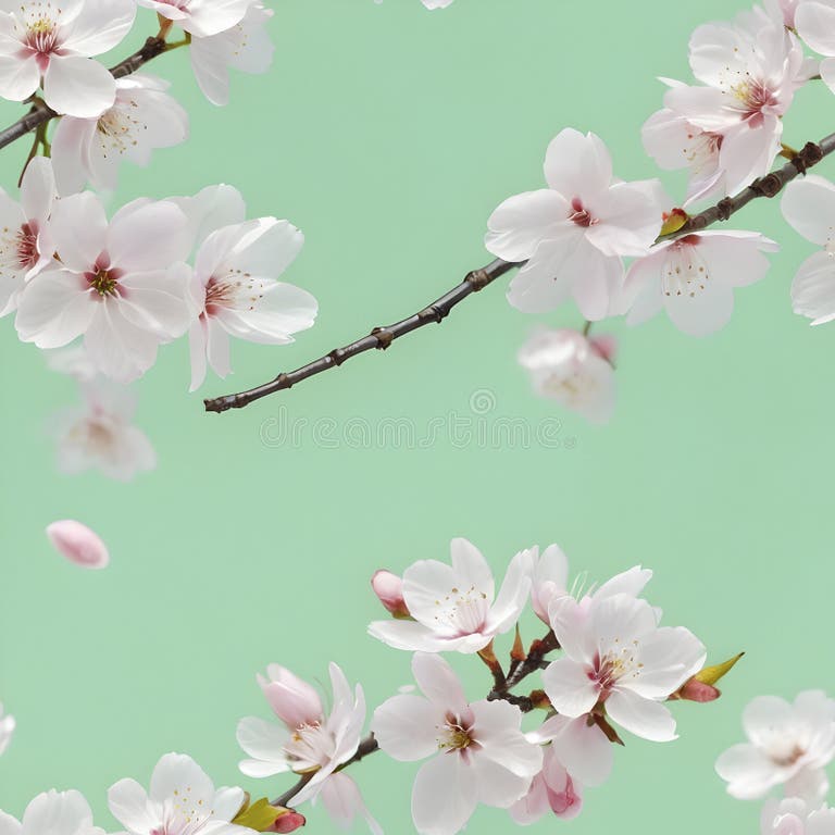 Cherry Blossom Breeze: a Delicate Dance. Seamless Pattern. Stock Illustration - Illustration of ...