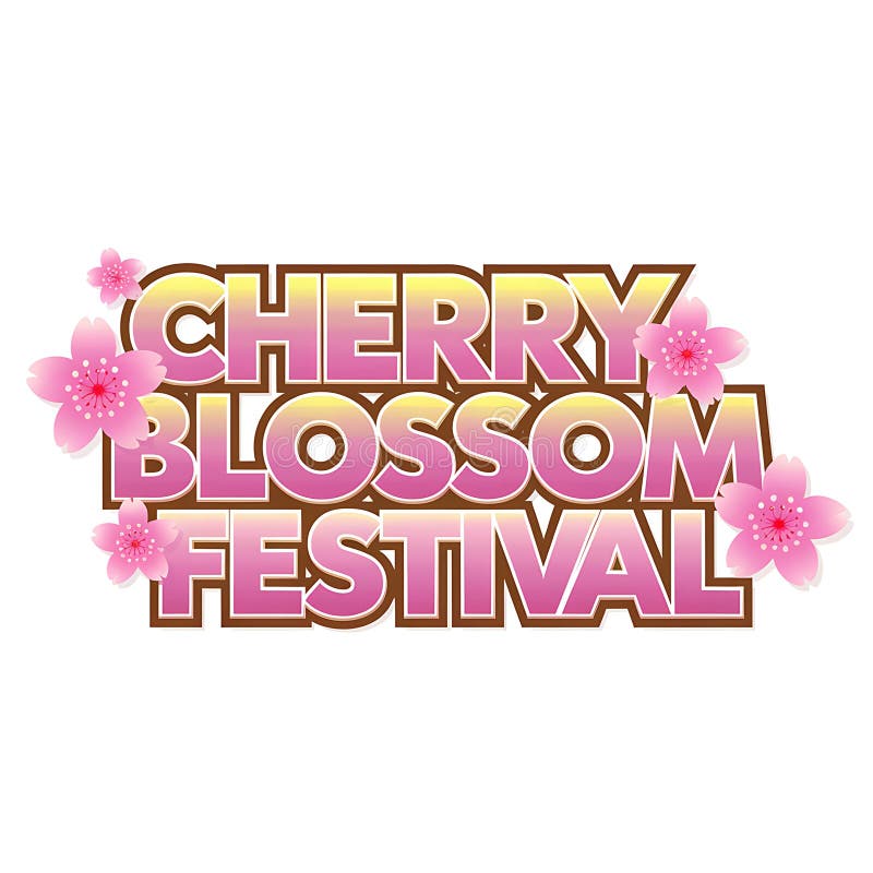 Cherry Blossom Festival Logo with Pink Flowers Stock Illustration ...