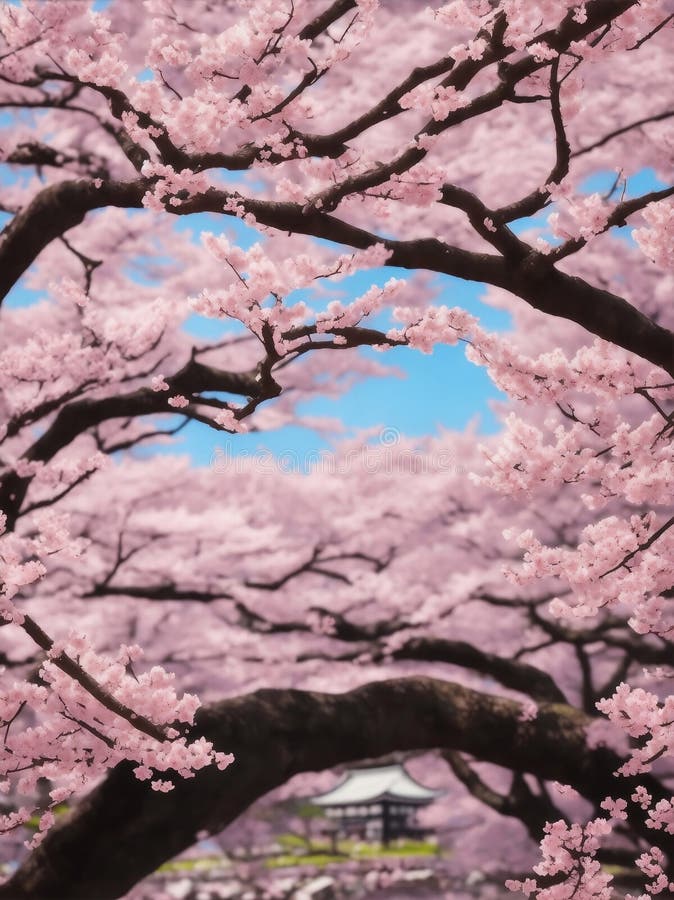 Cherry Blossom Field in Tokyo, Generative AI Illustration Stock ...