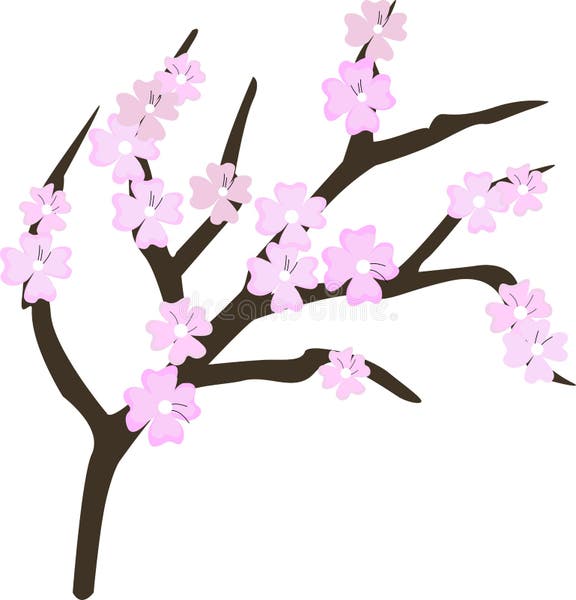Cherry Blossom Flowers Element. Sakura Pink Flowers Stock Illustration ...