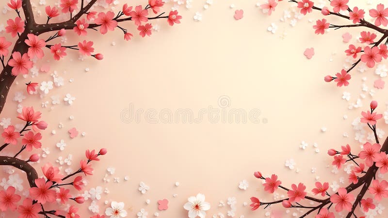 Cherry Blossom Frame Background. Spring Floral Design Concept Stock ...