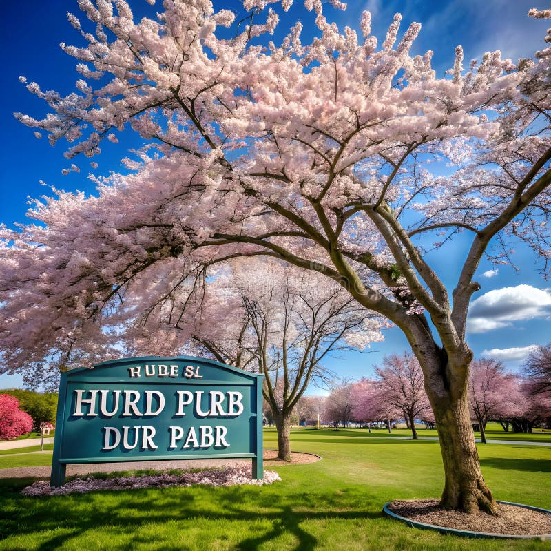 Cherry Blossom in Hurd Park Dover NJ Stock Illustration - Illustration ...