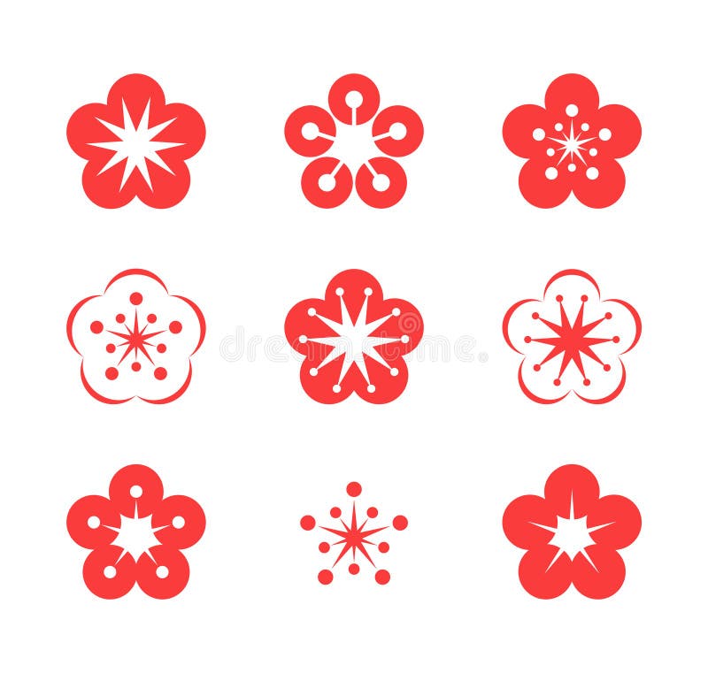 Cherry blossom. Icon set stock vector. Illustration of abstract - 85592310