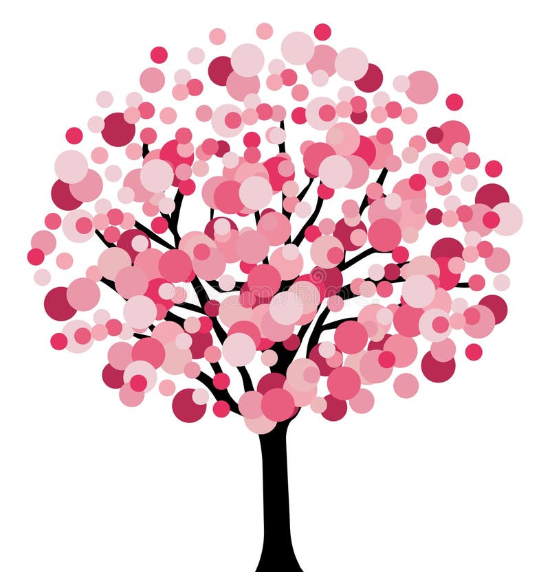 Cherry Blossom. Pink Tree. Hand Drawn Vector Illustration. Springtime ...