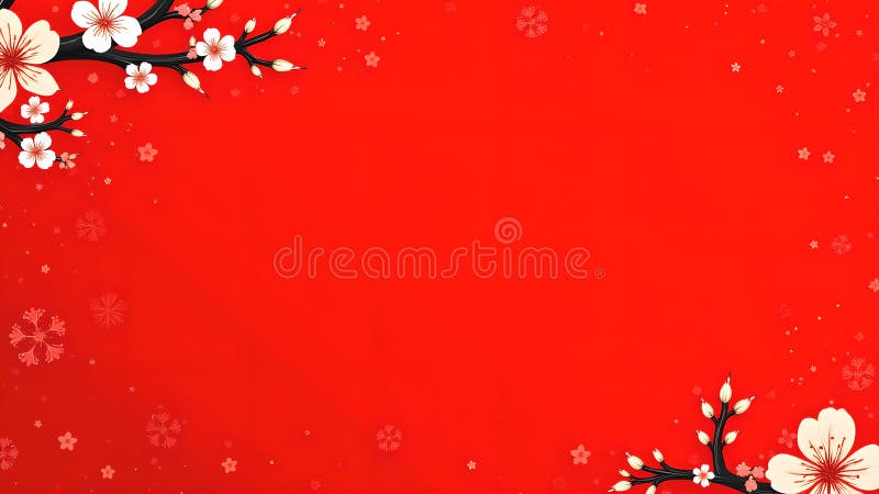 Cherry Blossom Red Background. Concept of Spring, Celebration, and New ...