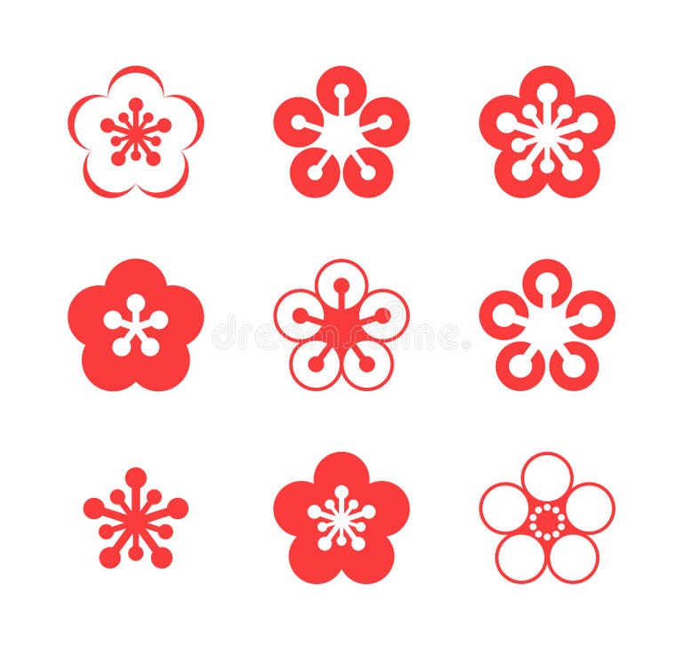 Cherry Blossom. Sakura. Icon Set Stock Vector - Illustration of sakura ...