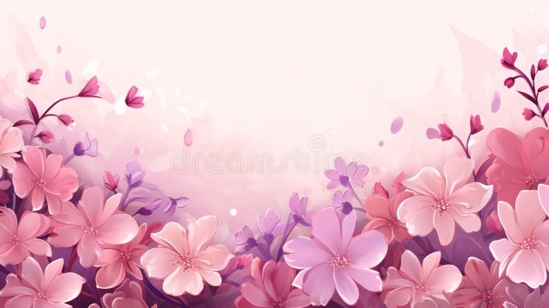 Cherry Blossom Spring Background with Pink Flowers. Vector Illustration ...