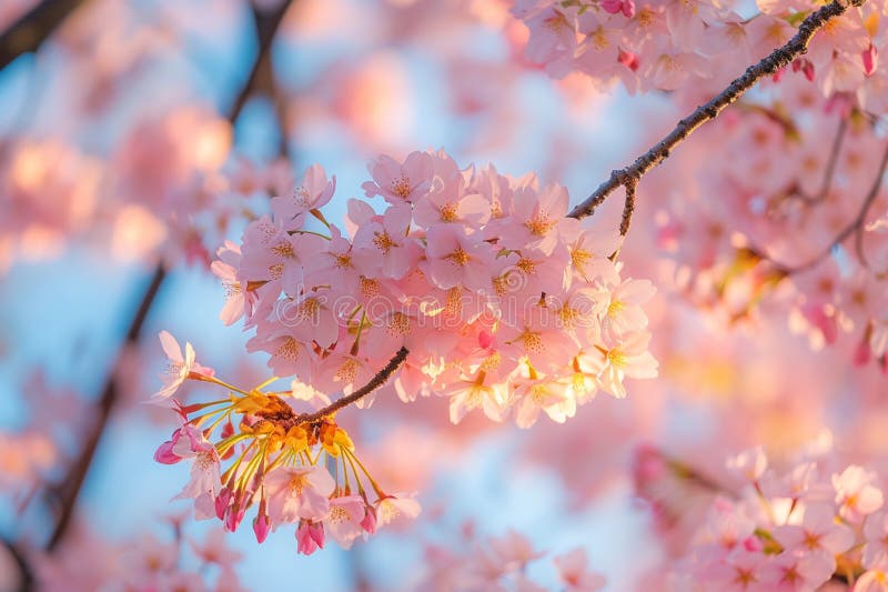 The Cherry Blossom in Spring, Sakura Flowers Shallow Depth of Field ...