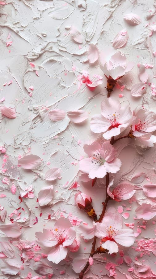 A Cherry Blossom Texture Background, Adorned with Spring Sakura Flowers ...