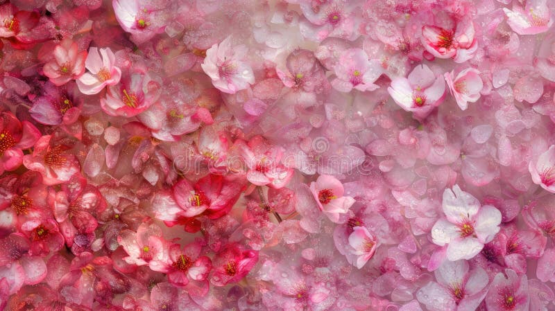 A Cherry Blossom Texture Background, Adorned with Spring Sakura Flowers ...