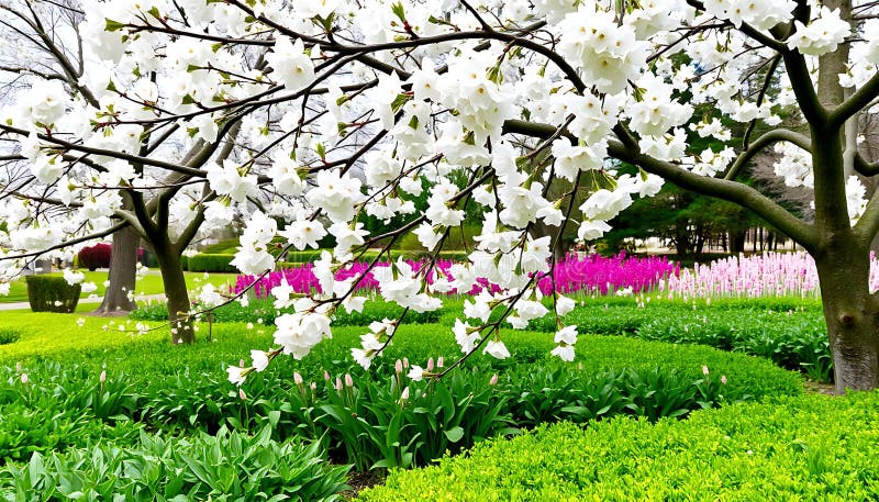 Cherry Blossom Tree in Bloom Spring Season Generative AI Stock ...