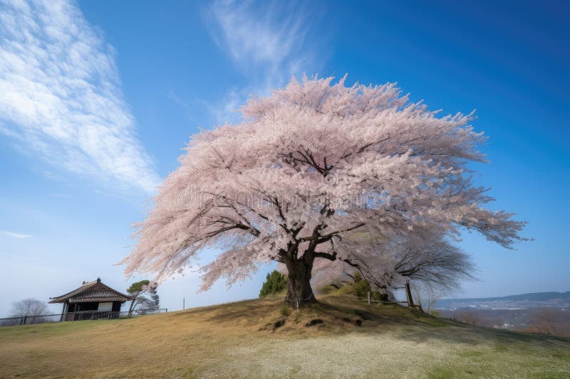 Cherry Blossom Tree in Full Bloom, with View of the Blue Sky Stock ...