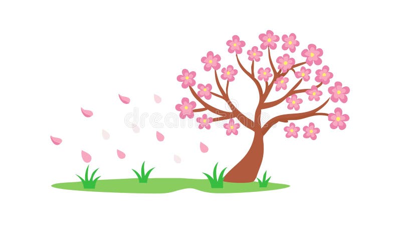 Cherry Blossom Tree Icon, Spring Nature and Flowering Symbol, Vector ...