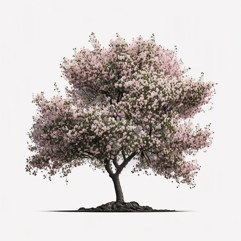 Cherry Blossom Tree Isolated. Illustration Generative AI Stock Image ... Cherry Blossom Tree Isolated. Illustration Generative AI Stock Image ...