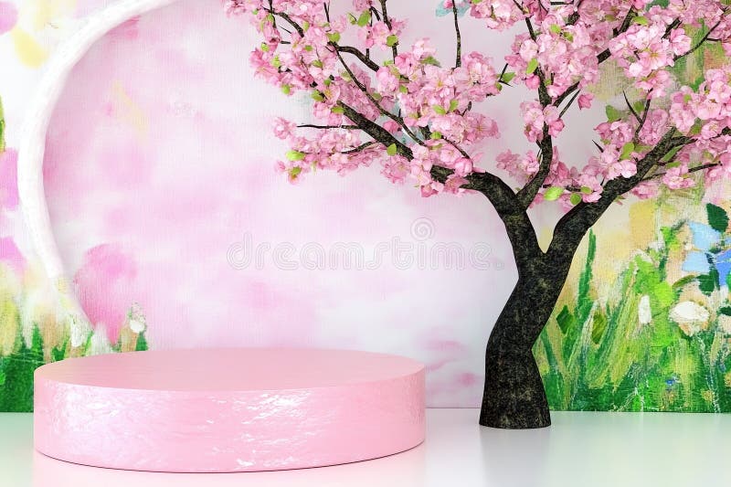 Elegant Pastel Pink Cherry Blossom Display Stand Stock Photos - Free ...