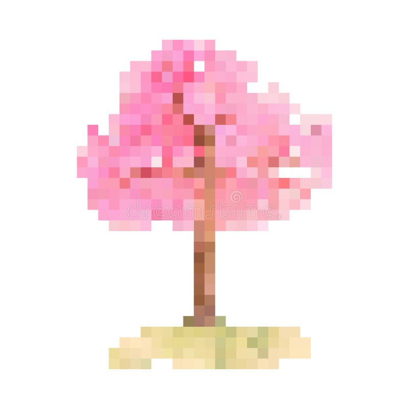 Cherry Blossom Tree Pixel Art Vector, Isolated Natural Sakura Stock ... Cherry Blossom Tree Pixel Art Vector, Isolated Natural Sakura Stock ...