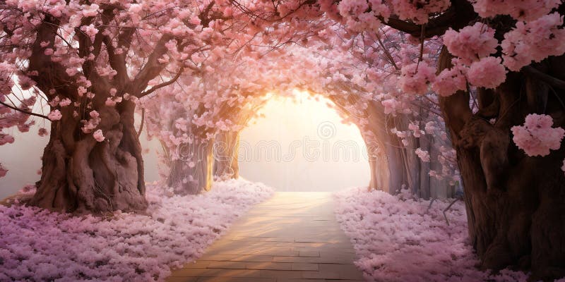 Cherry Blossom Tunnel in Tokyo, Japan. Cherry Blossoms in Spring Stock ...