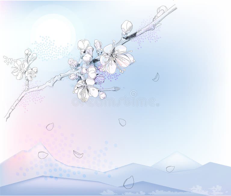 Full Moon Cherry Blossoms Stock Illustrations – 1,346 Full Moon Cherry ...