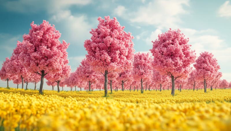 Cherry Blossoms Bloom Vibrantly in the Springtime Natural Landscape ...