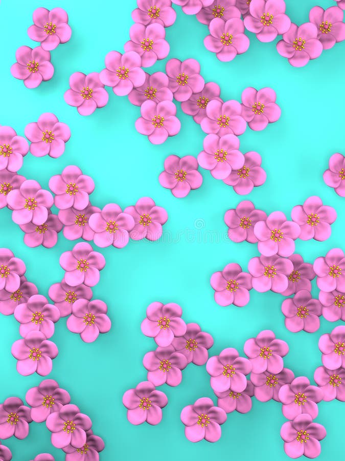 Cherry Blossoms on Blue Background Stock Illustration - Illustration of ...