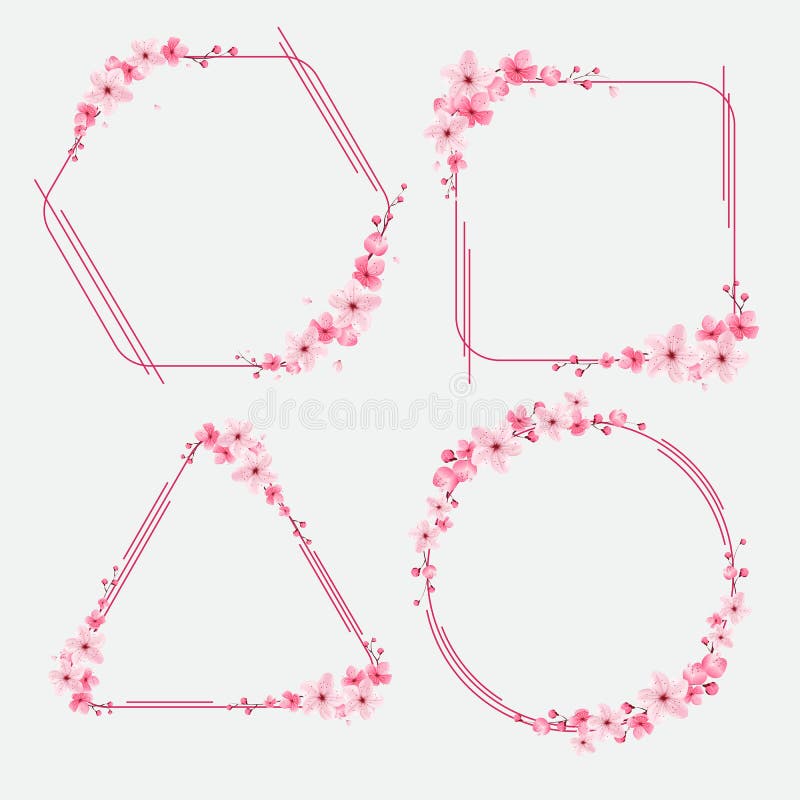 Cherry Blossoms Border, Template Frame Flower, Ornament, Sakura Vector ...
