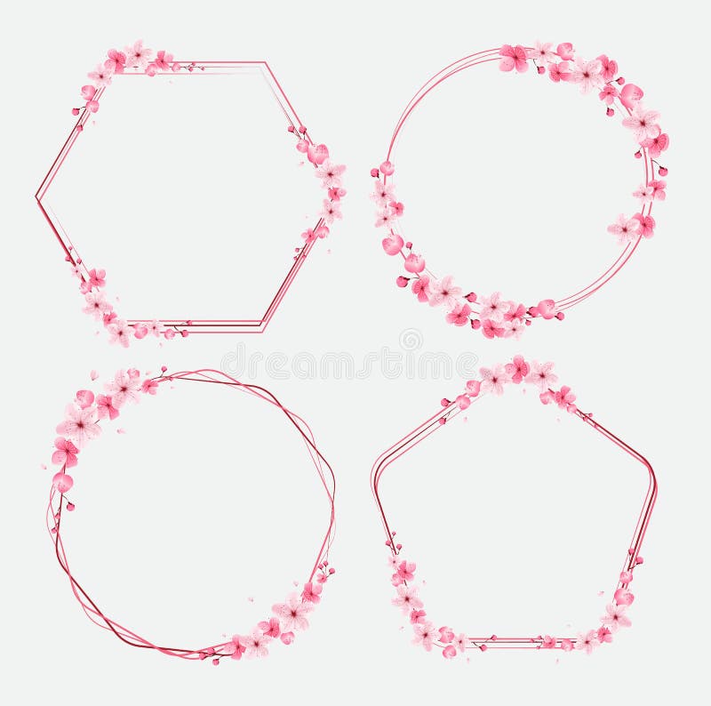 Cherry Blossoms Border, Template Frame Flower, Vector Stock Vector ...