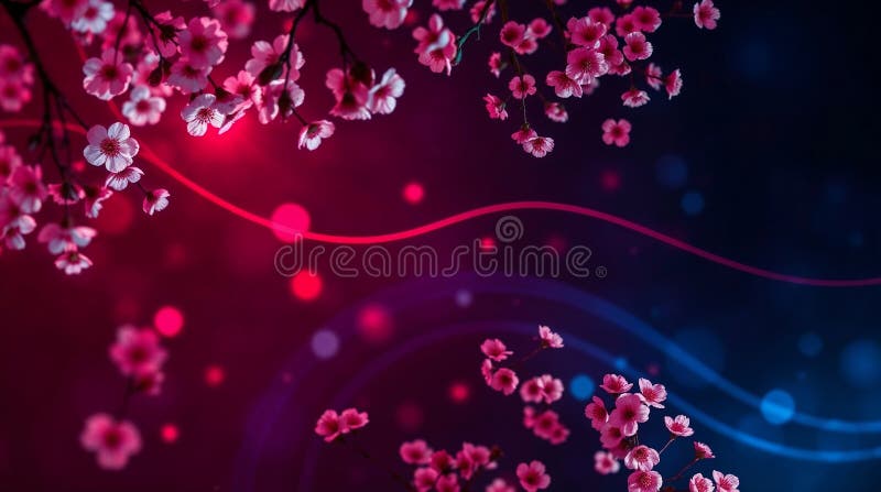 Cherry Blossoms Creating Stunning Visuals with Neon Lights and Bokeh ...