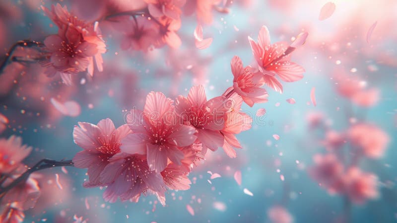 Dreamy Cherry Blossoms Adrift in Ethereal Spring Light Stock Image ...