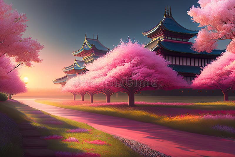 Cherry Blossoms. Japanese Tree Flower Bloom Background Generative AI ...