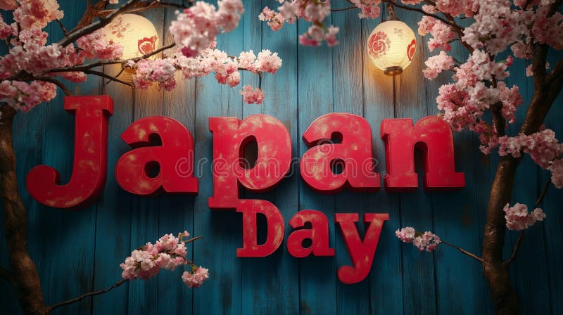 Cherry Blossoms and Lanterns for Japan Day Stock Photo - Image of love ...