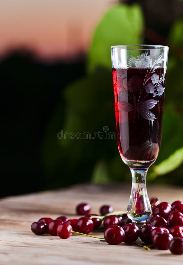Cherry brandy stock photo. Image of wine, crystal, drink - 42816228