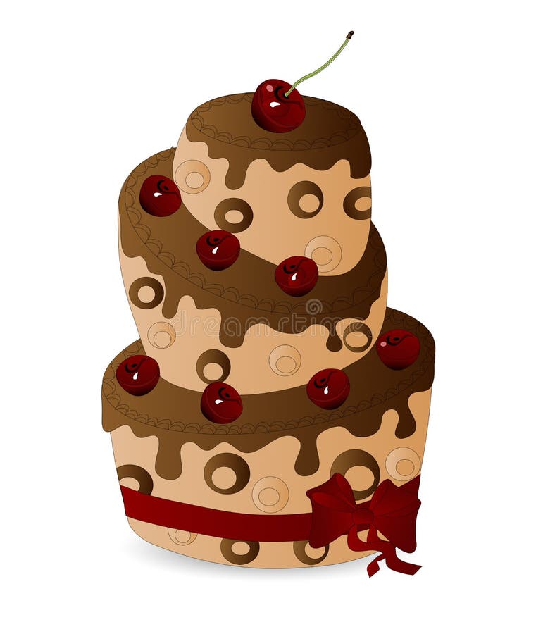 Cherry cake stock vector. Illustration of chocolate, sweetness - 22565936