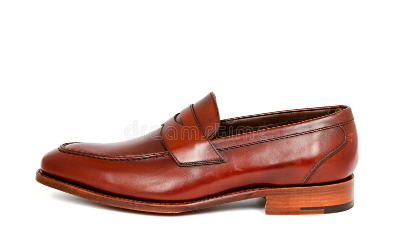 Cherry Calf Penny Loafer Shoe Toe To Left Stock Image - Image of ...