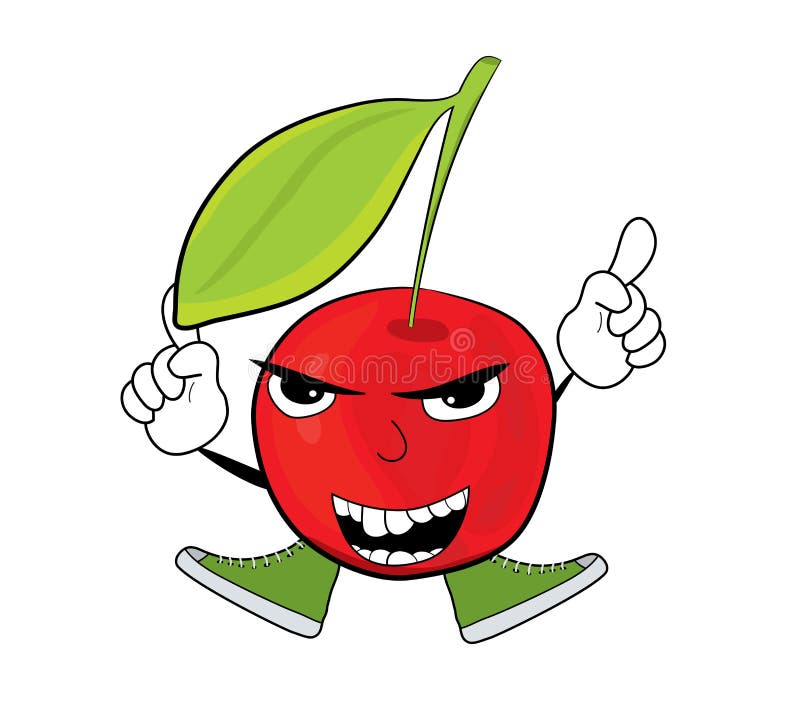Cherry cartoon character stock illustration. Illustration of happiness ...