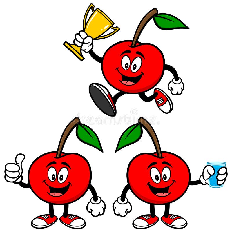 Cherry Character Set 03 stock vector. Illustration of hand - 356339717
