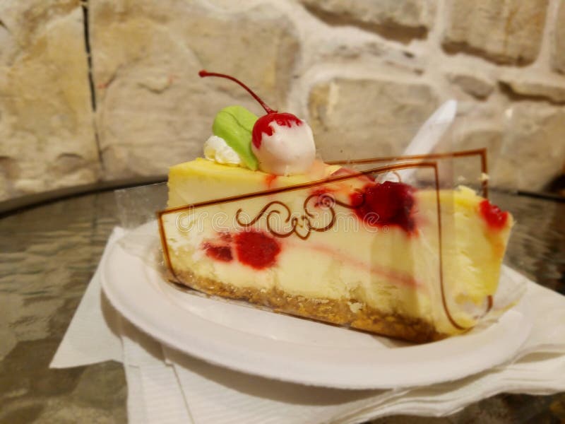 Cherry Cheesecake with Edible Decorations Stock Image - Image of ...