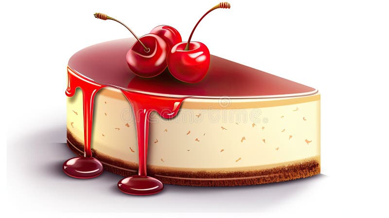 Cherry Cheesecake with Jam. Realistic Icon of Tasty Cheesecake Slice ...