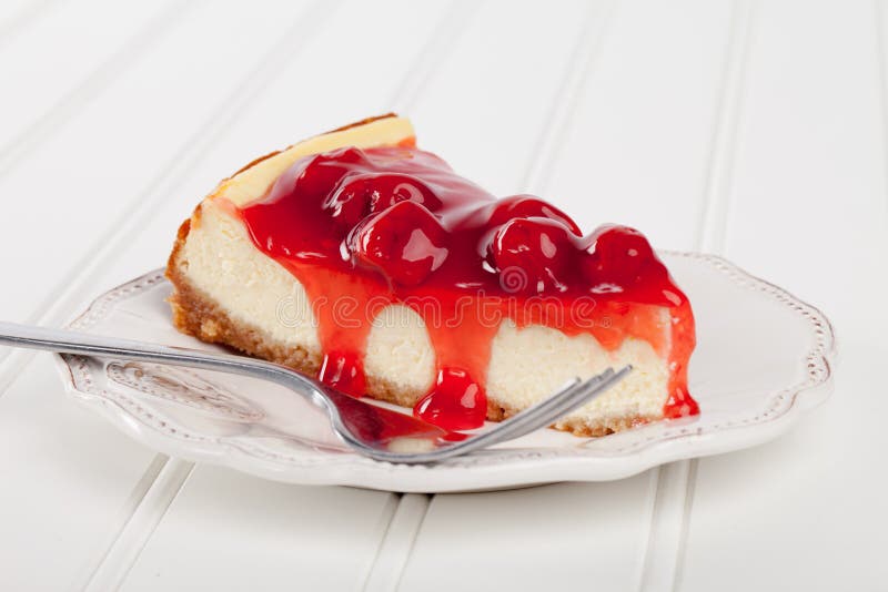 Cherry Cheesecake Top View with Fork Stock Photo - Image of cherry ...