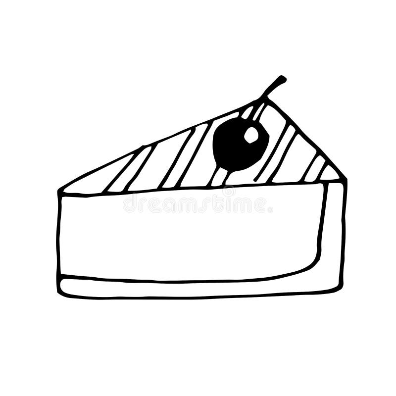 Cherry Cheesecake, Vector Doodle Illustration, Hand Drawing Stock ...