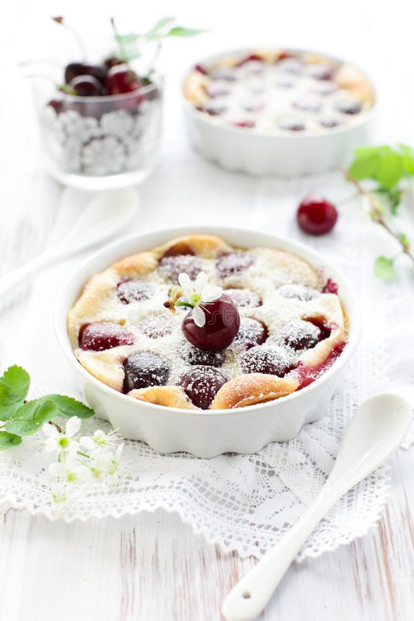 Clafoutis with sour cherry stock photo. Image of green - 22064746