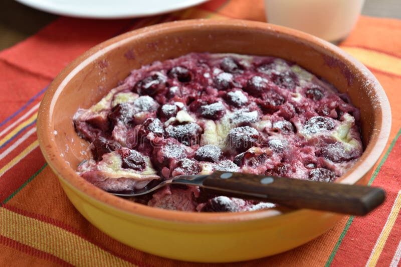 Clafoutis with sour cherry stock photo. Image of green - 22064746