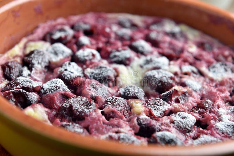 Clafoutis with sour cherry stock photo. Image of green - 22064746