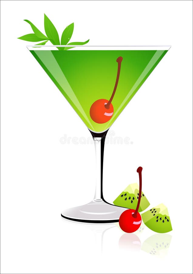 Cherry Cocktail in Martini Glass. Modern Style Art with Rectangular ...