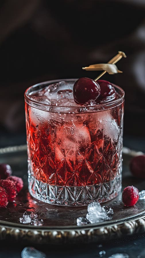Cherry Cola in Vintage Glass with Ice. Stock Photo - Image of water ...