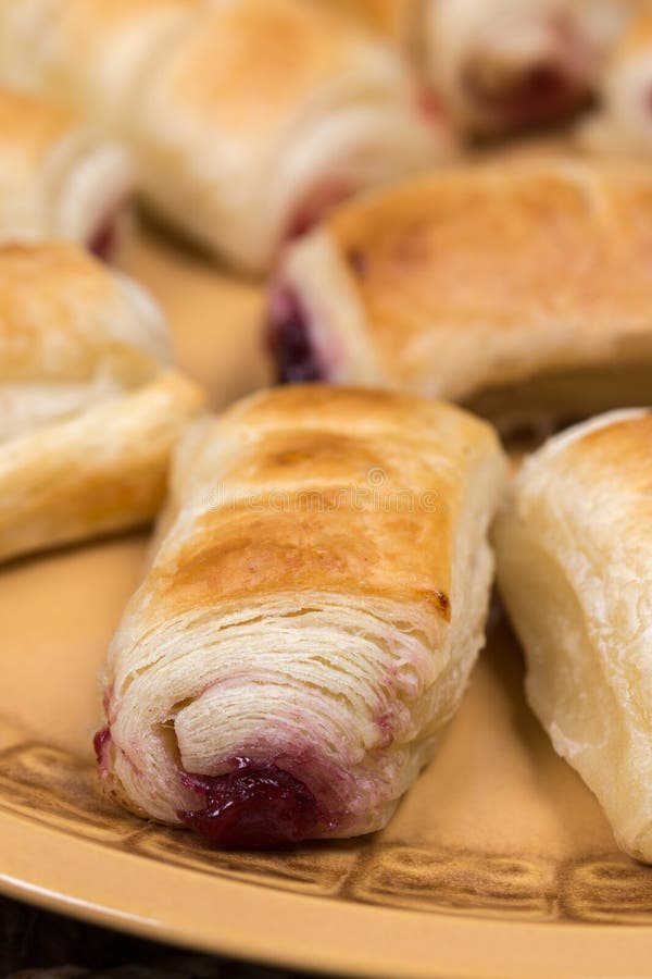 Cherry Cream Puff Pastry Closeup Macro Stock Image - Image of pastry ...