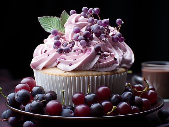 Cherry Cupcakes Tempting Display Stock Illustration - Illustration of ...